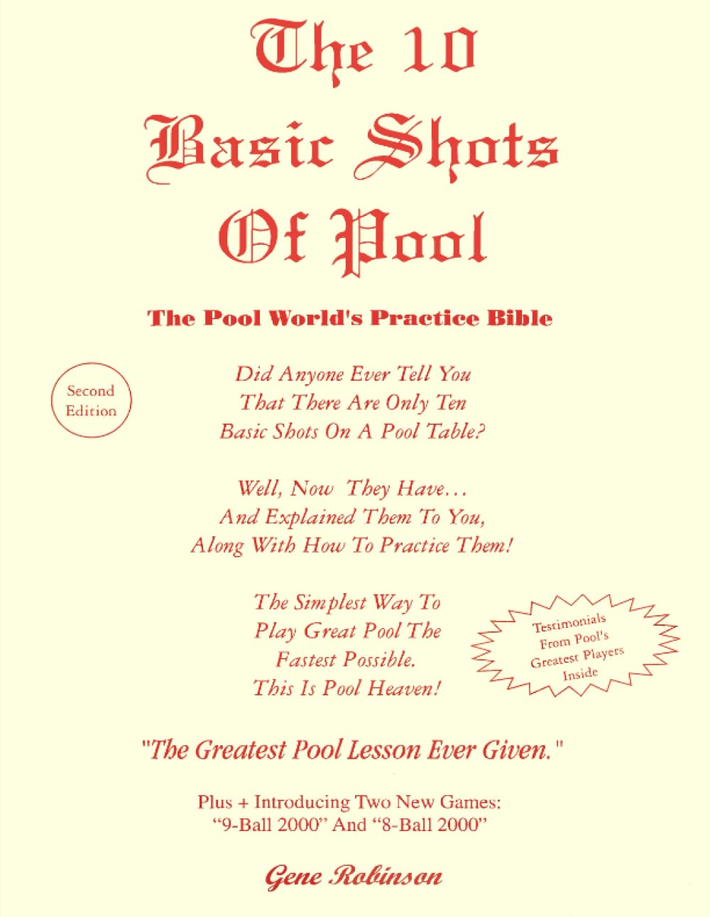 The 10 Basic Shots of Pool: The Pool World's Practice Bible: Robinson ...