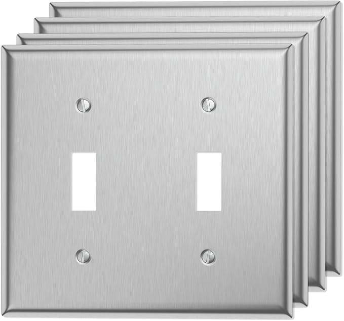 MLLIZH Double Light Switch Cover Metal Wall Plates Toggle Switch Plate ...