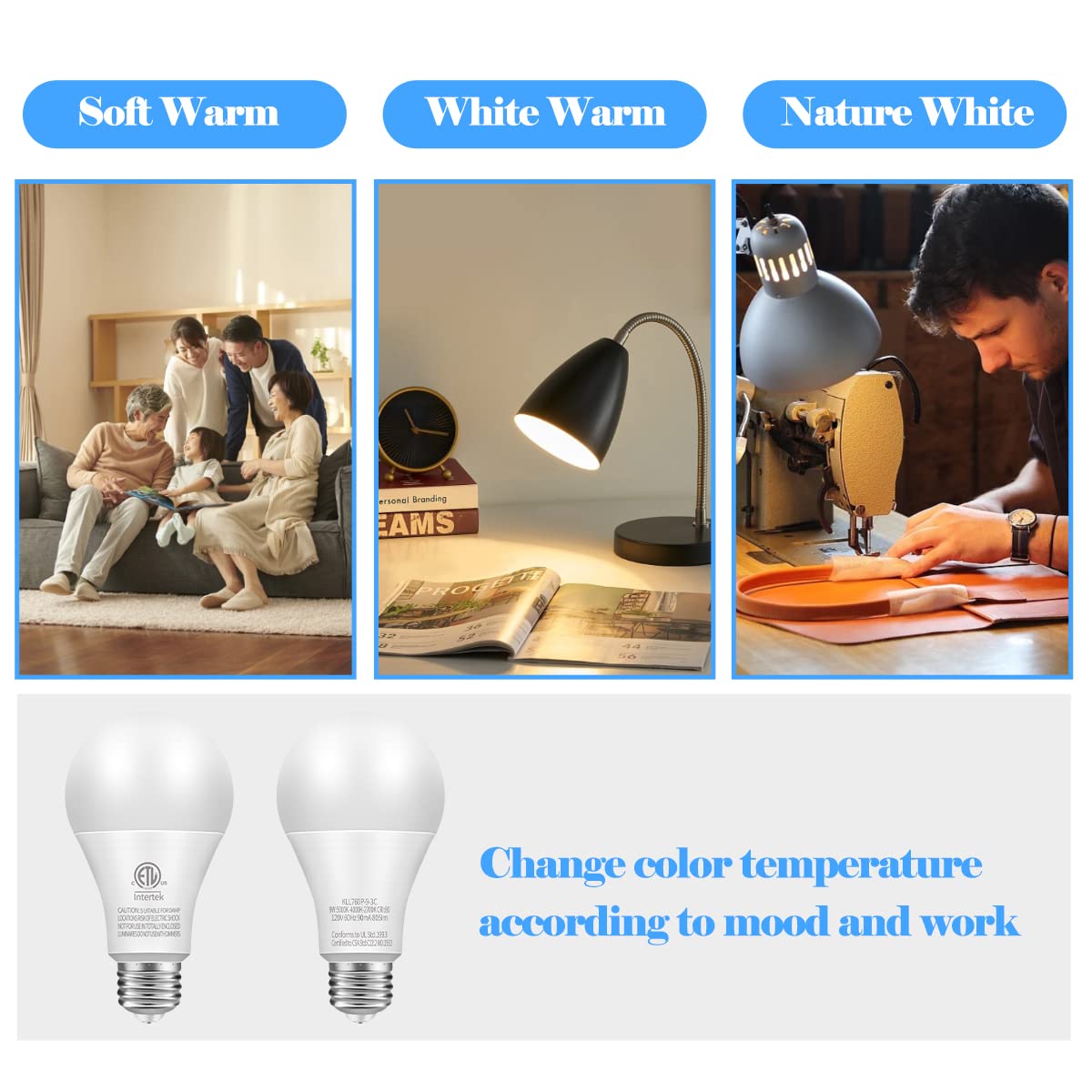 Soft Light Color Temperature Incandescent Bulb A19 E26 Base Dimmable