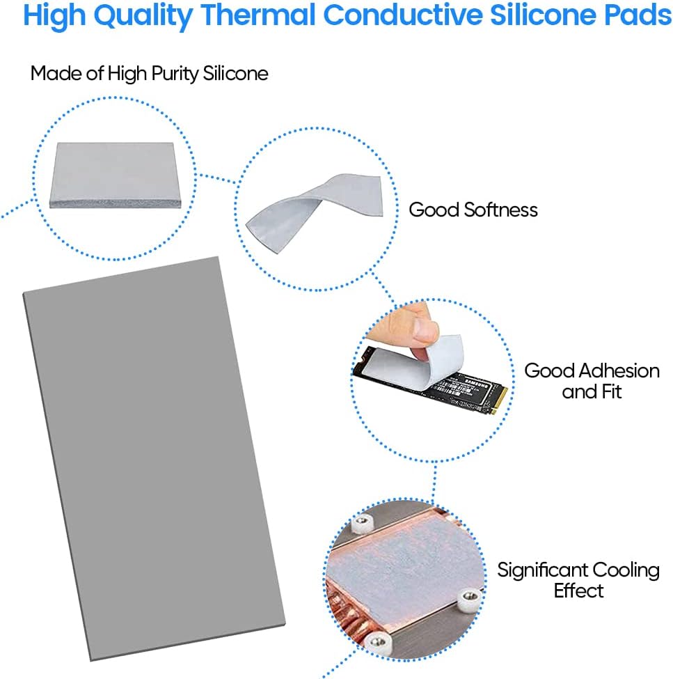 KARSEEN Thermal Pads,85x45X2mm Reusable Thermal Conductive Silicone Pad ...