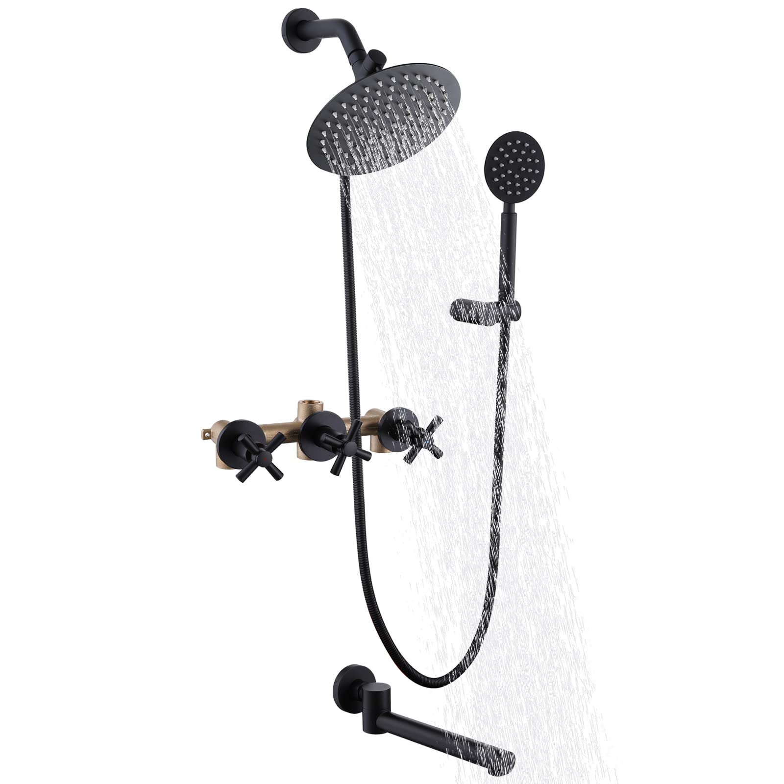 FSCEPIXI 3 Handles Shower Faucet Set,Tub Shower Faucet Complete Set ...