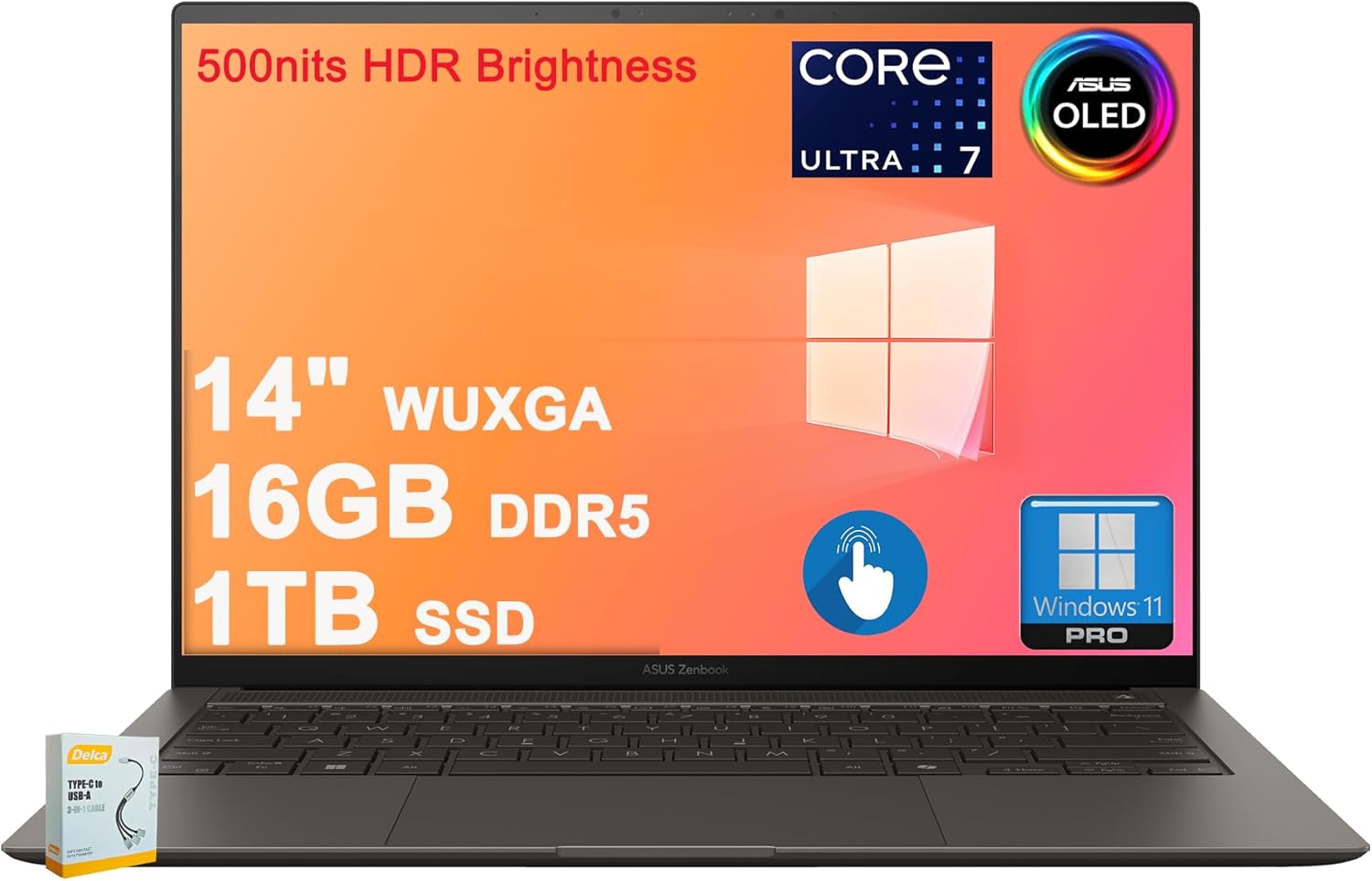 Amazon.com: ASUS Zenbook S14 AI PC Laptop | 14" 3k OLED 120Hz Touch ...
