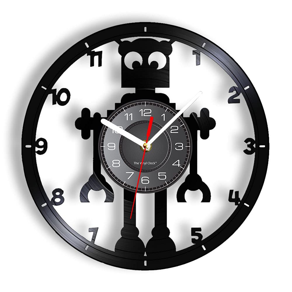 Amazon.com: Timethink 12 Inch Robot Wall Clock, Silent Quartz Non ...