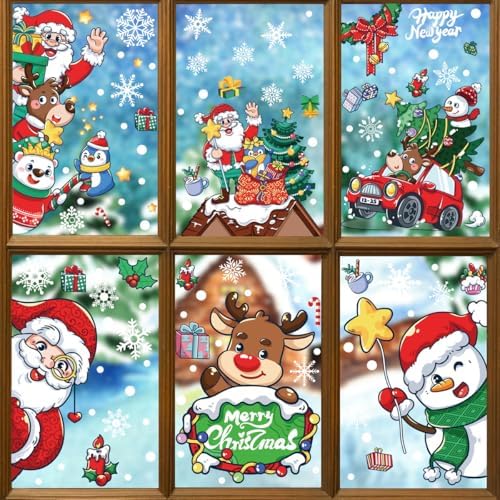 Amazon.com: Christmas Window Clings, 218 Pcs Christmas Window Stickers ...