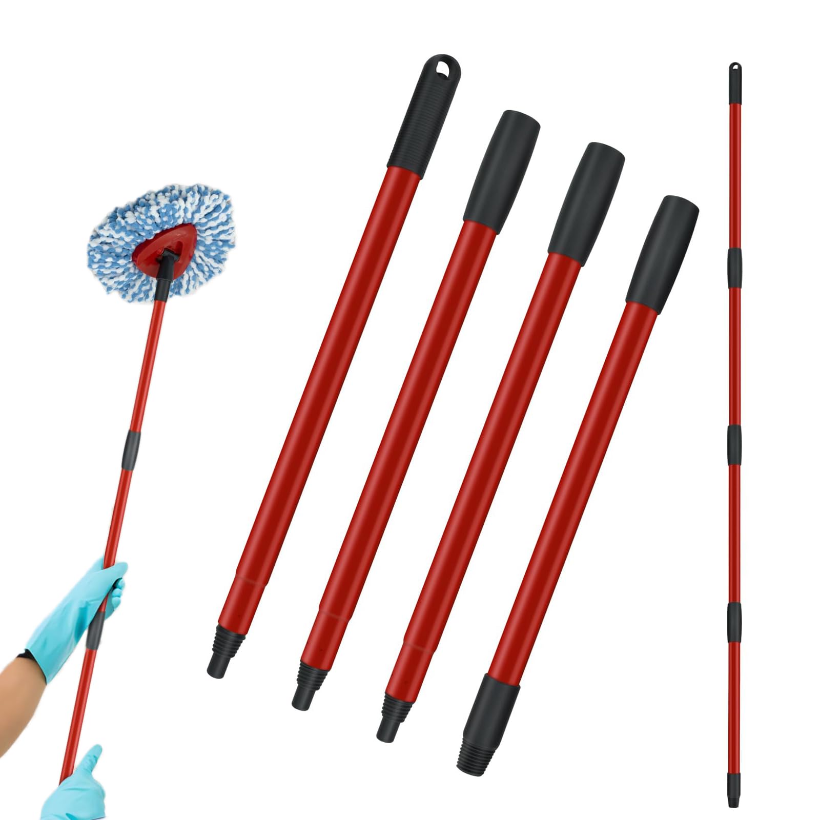 Handle Replacement for Vileda Spin Mop - 4-Section Scalable Mop Stick ...
