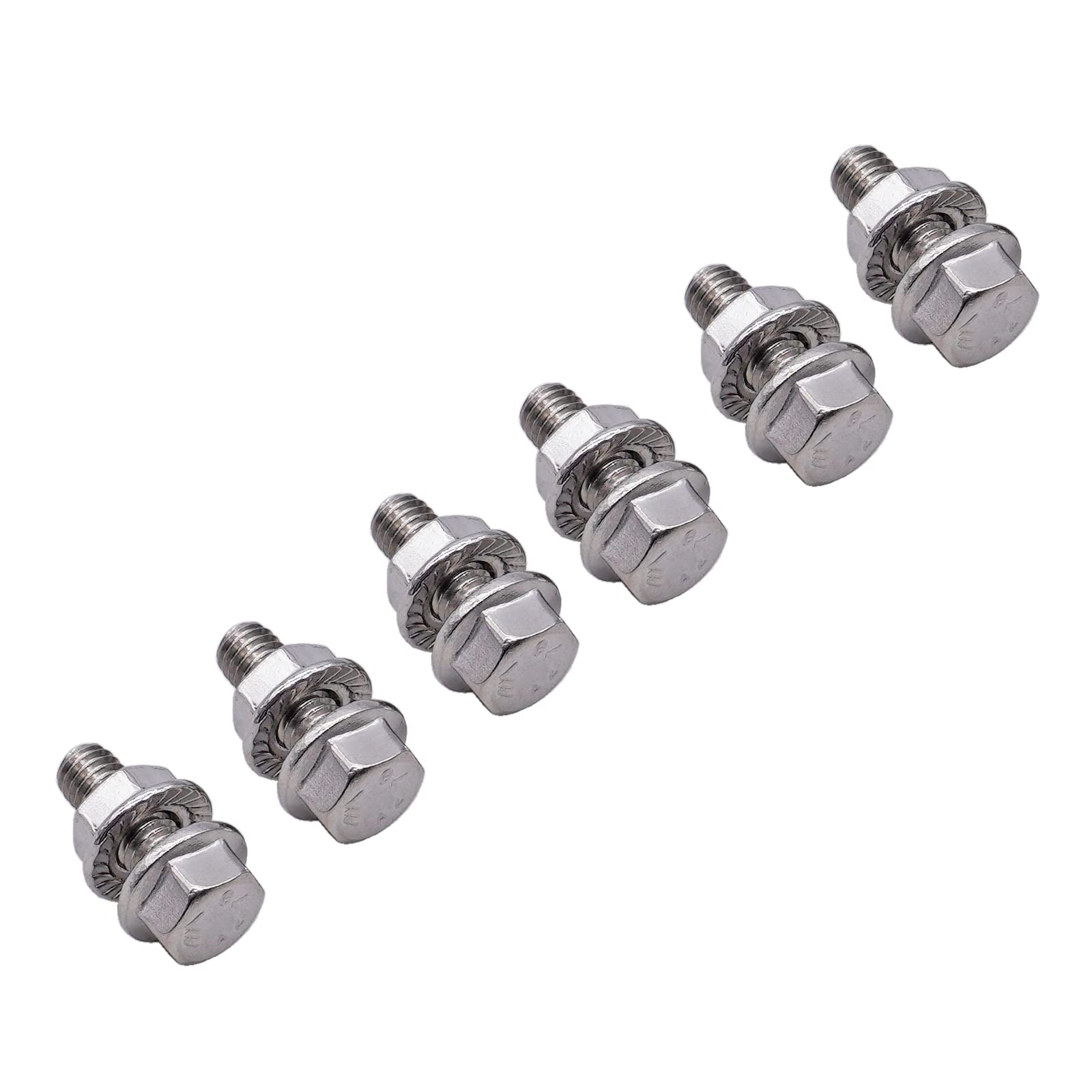 Snapklik.com : 6 Pack Stainless Steel Hex Flanged Battery Terminal Bolt ...