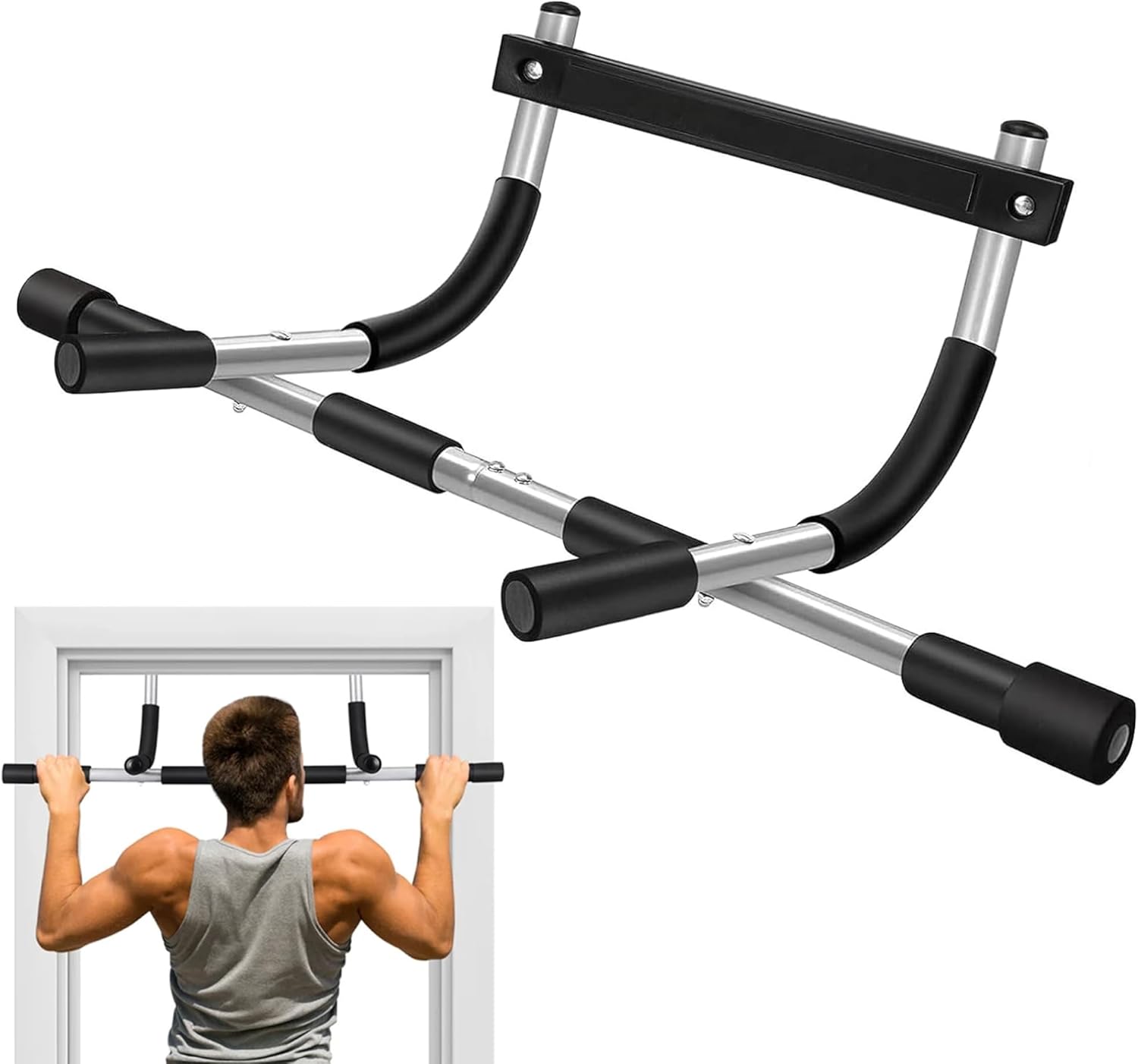 Adjustable Doorway Pull-Up Bar with Multiple Grip Positions - Heavy ...