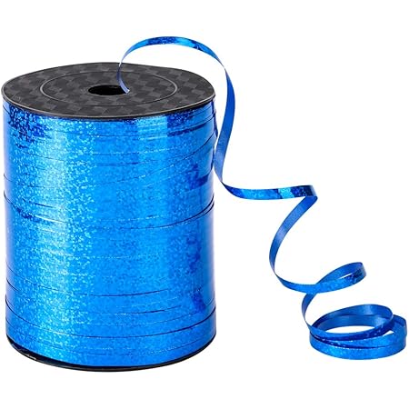 Amazon.com: 500 Yards Blue Crimped Curling Ribbon Shiny Metallic ...