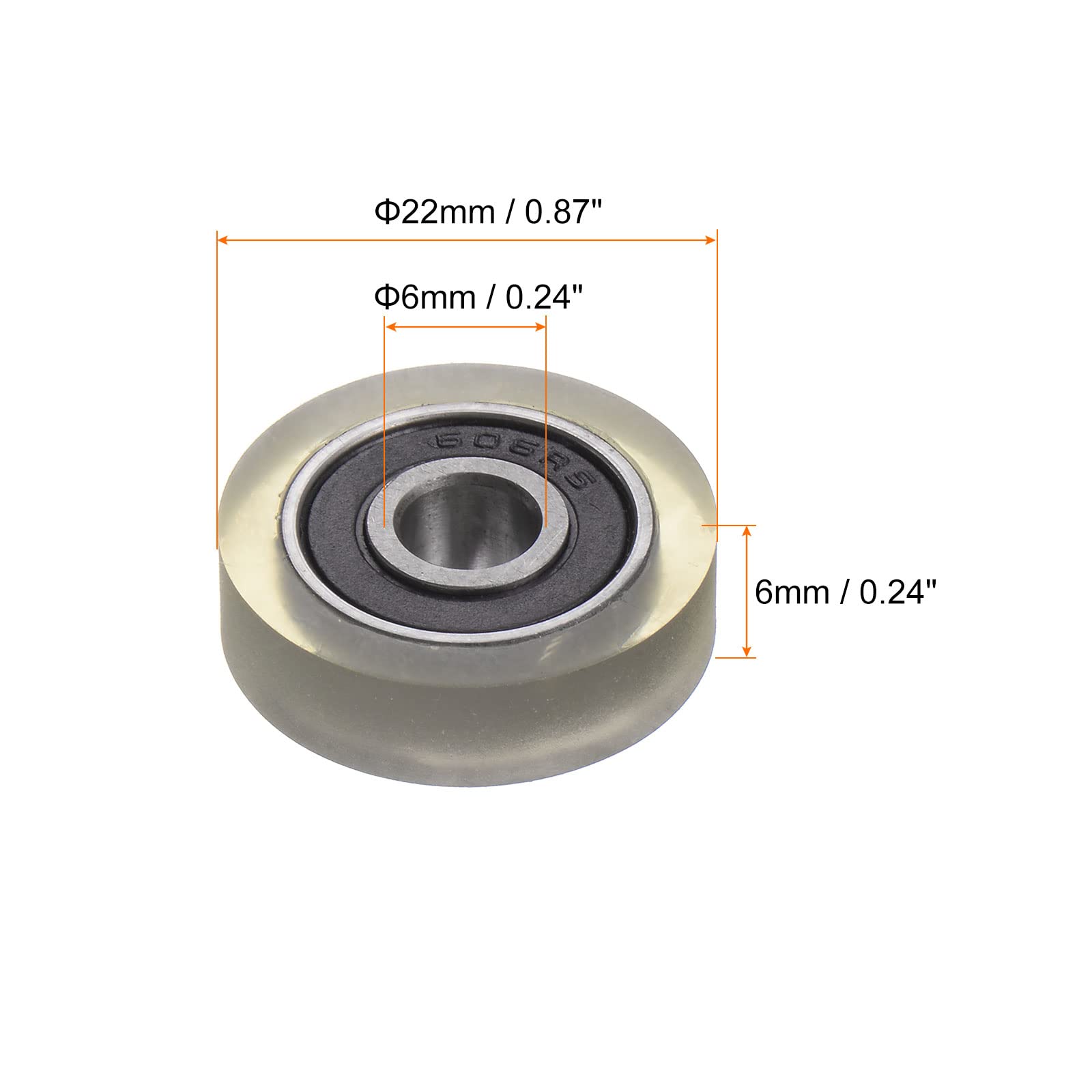 Snapklik.com : HARFINGTON PU Pulley Roller Bearing 6x22x6mm ...