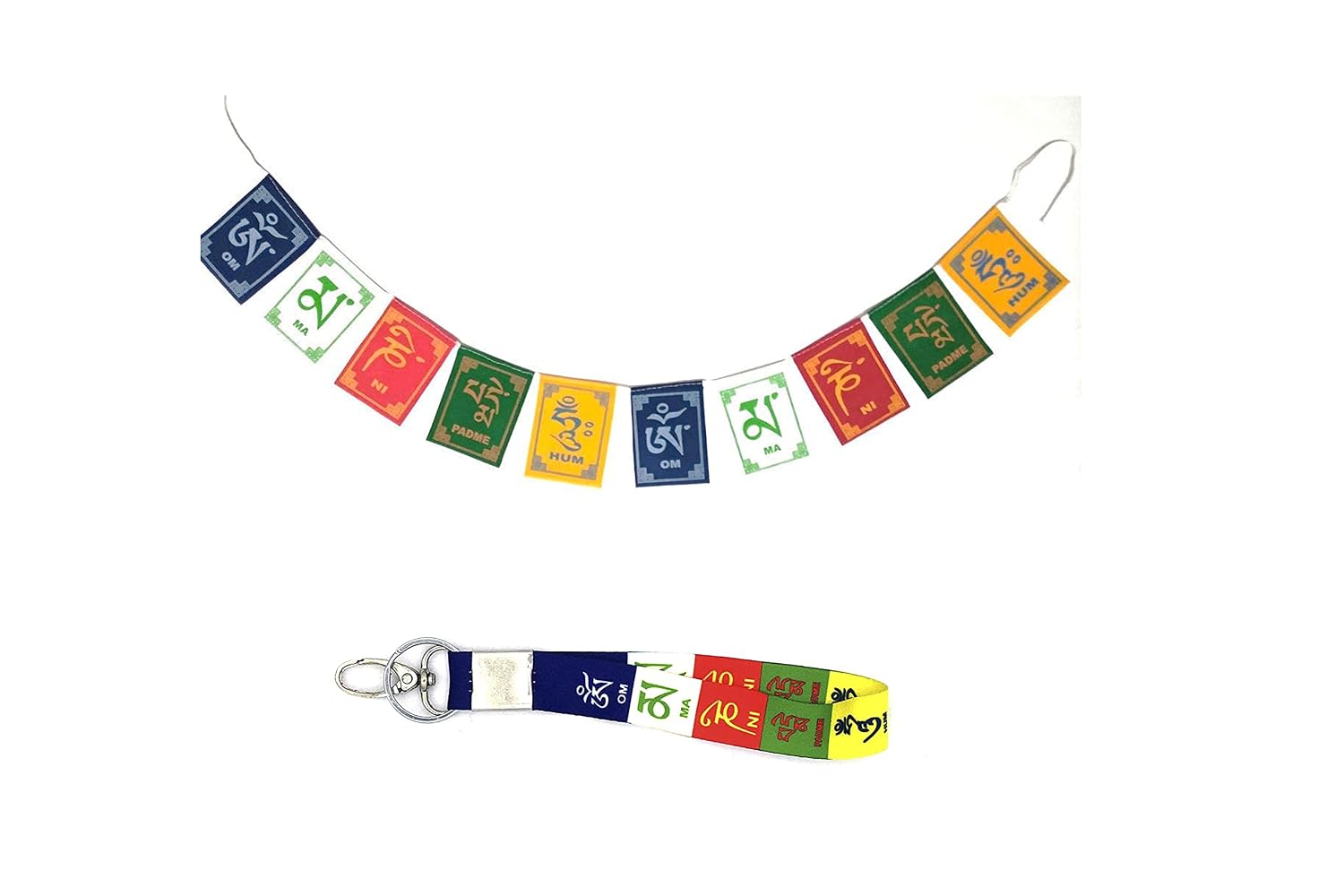 NRSON® Tibetan Prayer flag with Tibetan Prayer Key Chain/Om Mani Padme ...