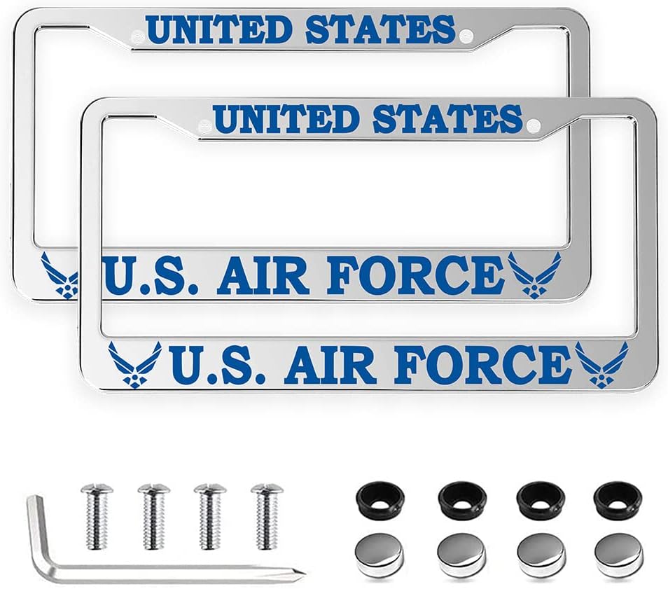 Amazon.com: 2 Pcs Aluminium Alloy for US Air Force License Plate Frame ...