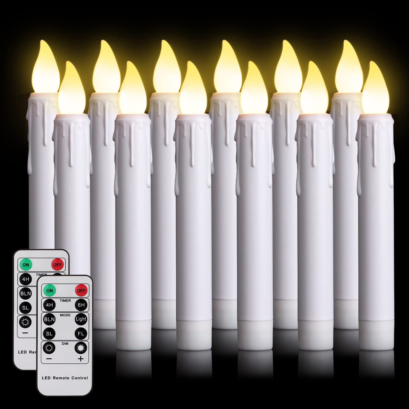 Daord 12 PCS Battery Operated Flameless LED Taper Candles Christmas ...