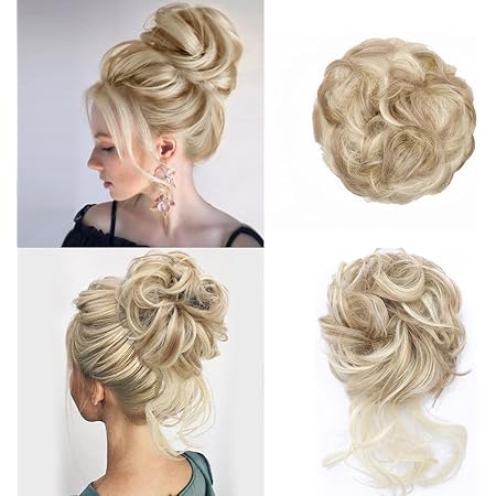 Amazon.com : HOOJIH Messy Bun Hair Piece, 2PCS Tousled Updo with ...