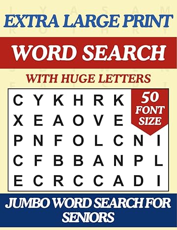 Extra Large Print Word Search for Seniors and Adults: Jumbo Word Find ...