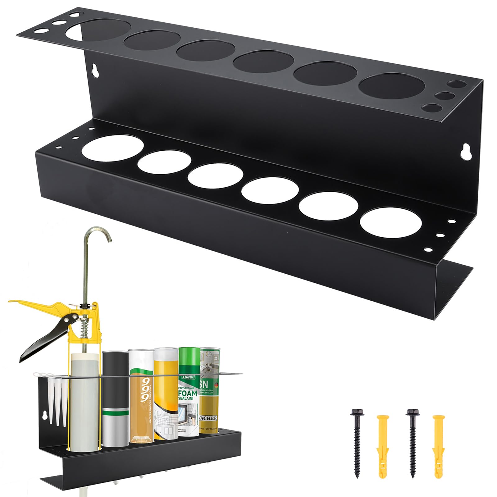 RealPlus Caulking Gun Holder Wall Mount Heavy Duty Steel Hand Caulking ...