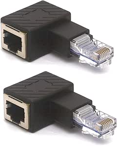 Amazon.com: GLHONG Adaptador Ethernet RJ45 en ángulo, conector de ...