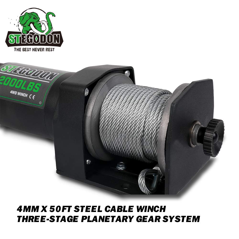 Snapklik.com : STEGODON 2000 Lb Load Capacity Electric Winch,12V Steel ...