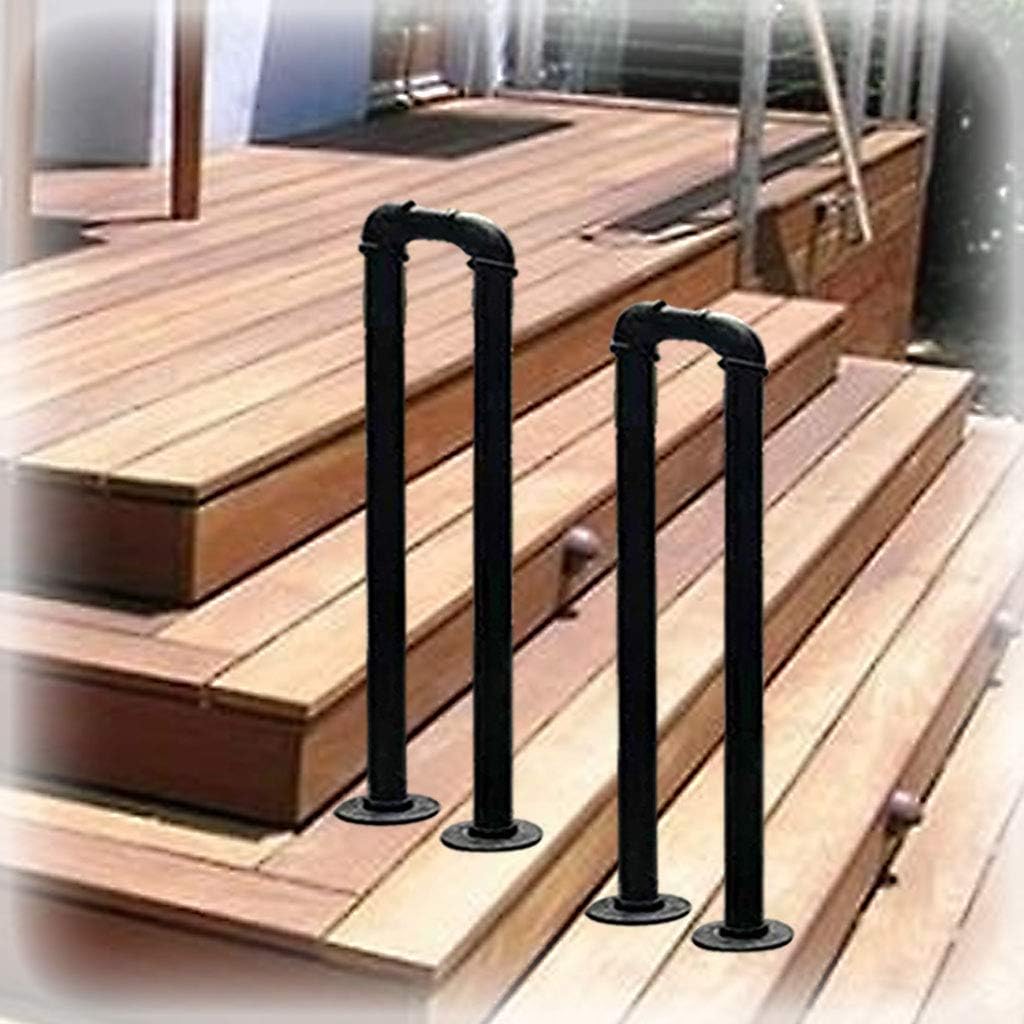MYAOU U-shaped Stair Railing for Outdoor Steps, 1 or 2-step Industrial ...