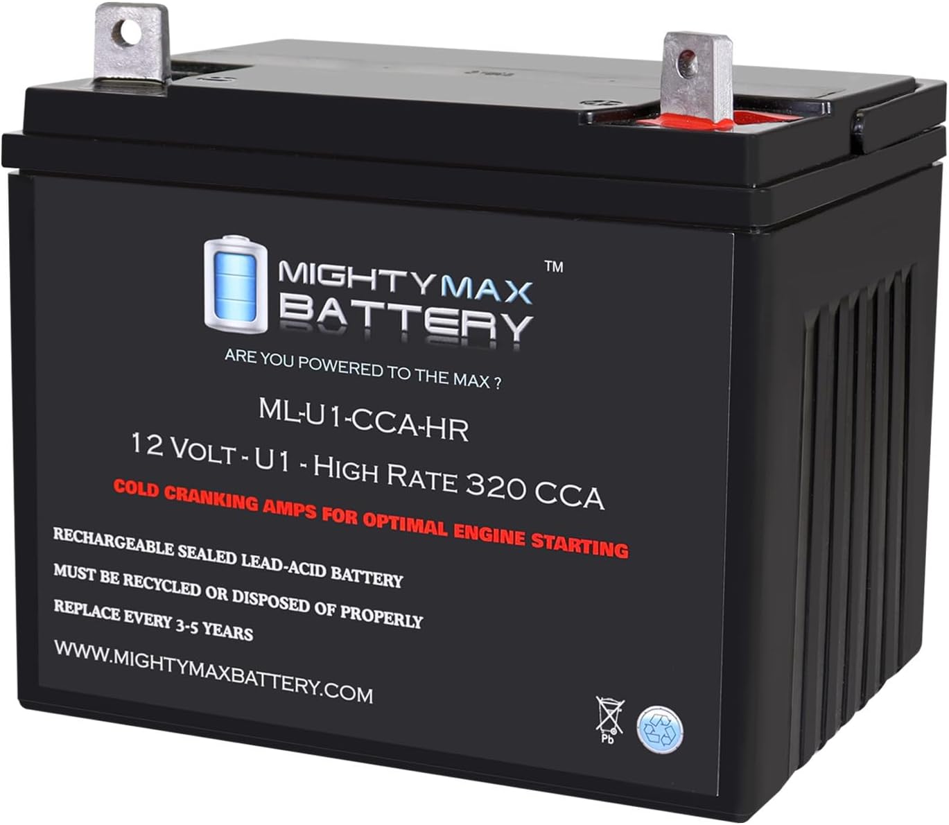 Amazon.com: Mighty Max Battery ML-U1-CCAHR-XRP -12 Volt, 320 CCA, Nut ...