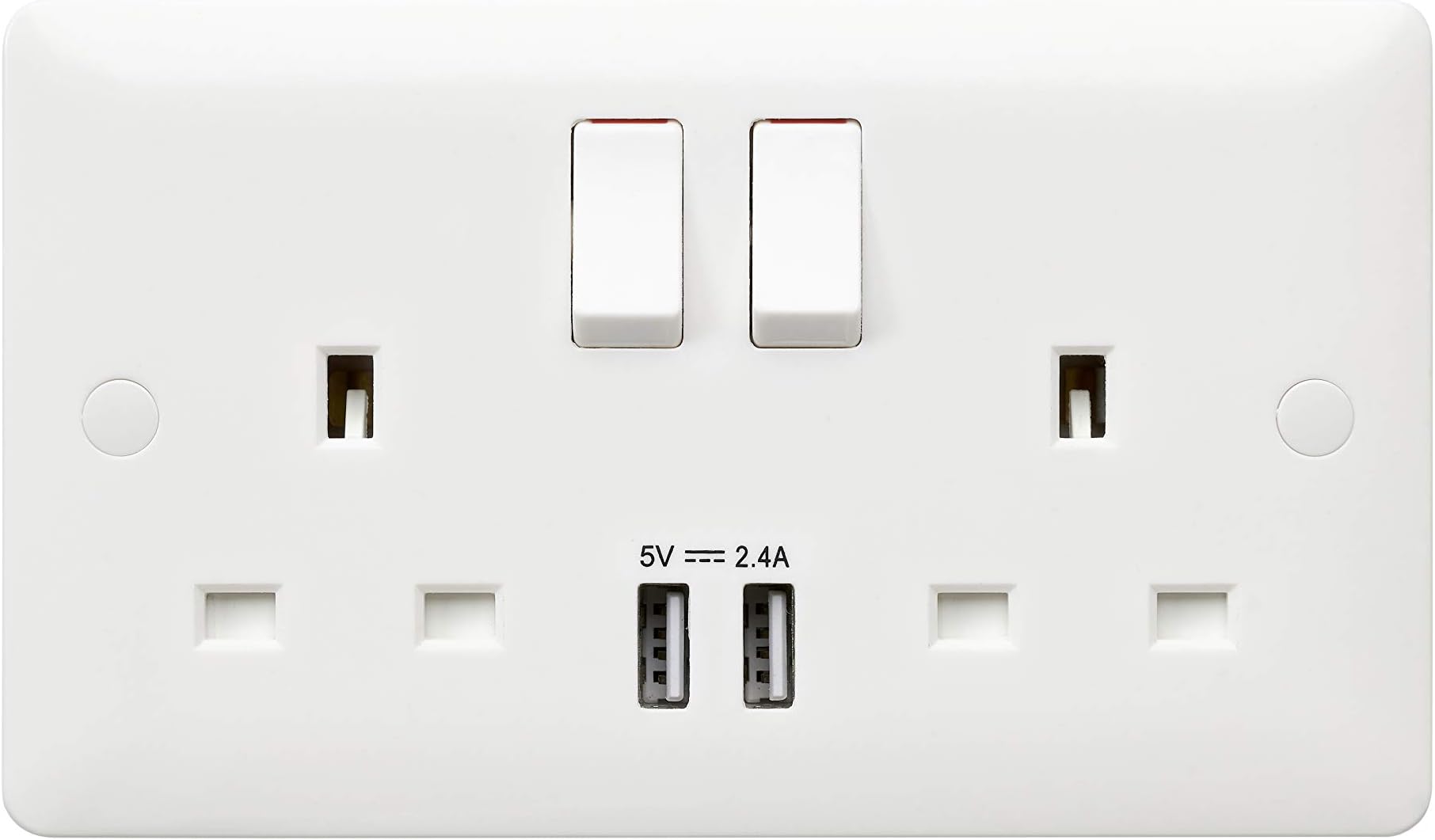 MK (ELECTRIC) MB24345WHI 13A 2G SP Switched Socket with USB Port, White ...