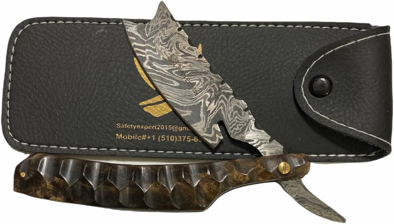 Amazon.com: Hand Made Damascus Steel Straight Razor shaving razor ...
