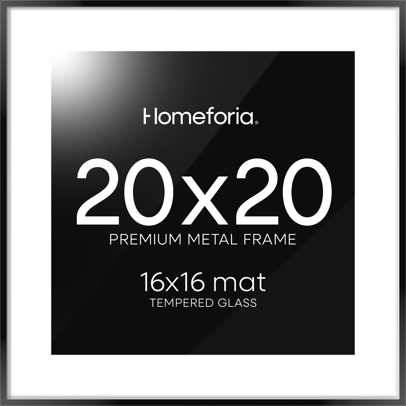 Amazon.com - Homeforia 20x20 Black Frame Matted to 16x16 - Metal 20 x ...