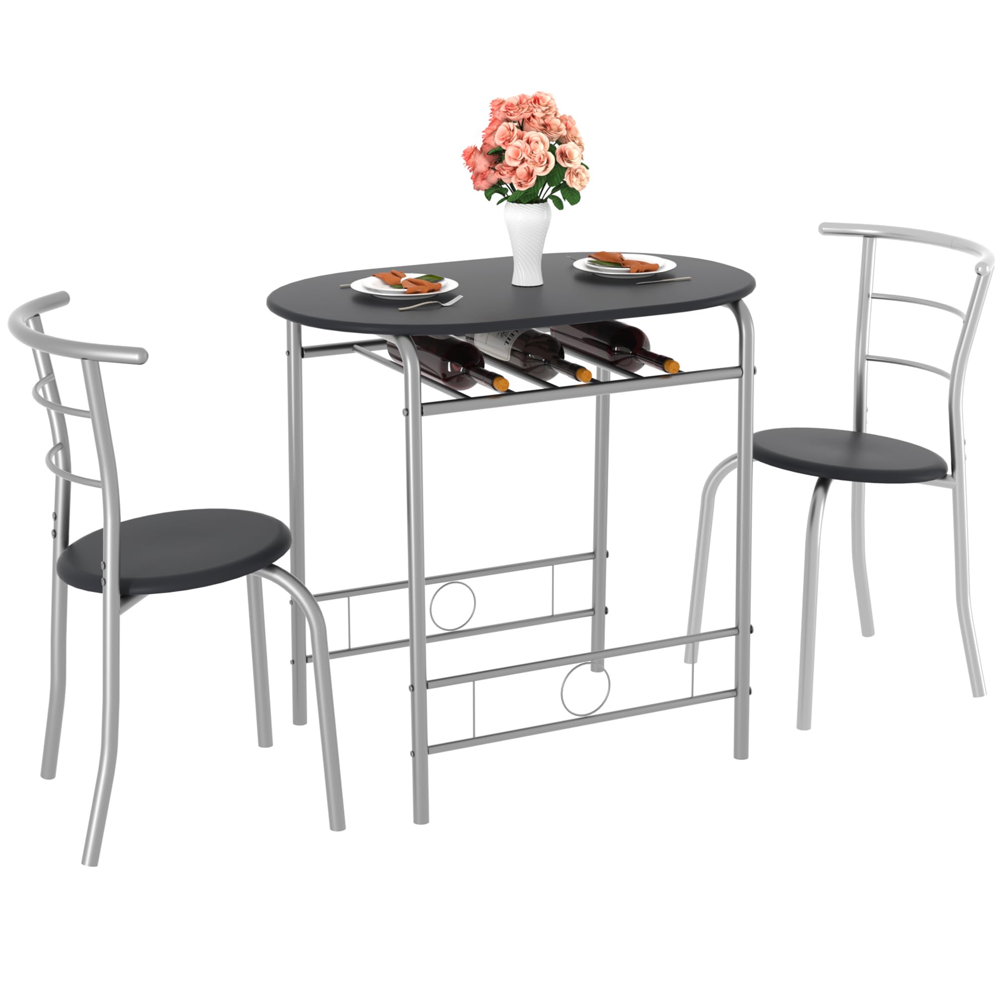Snapklik.com : VECELO 3-Piece Dining Table Set For Kitchen Breakfast ...