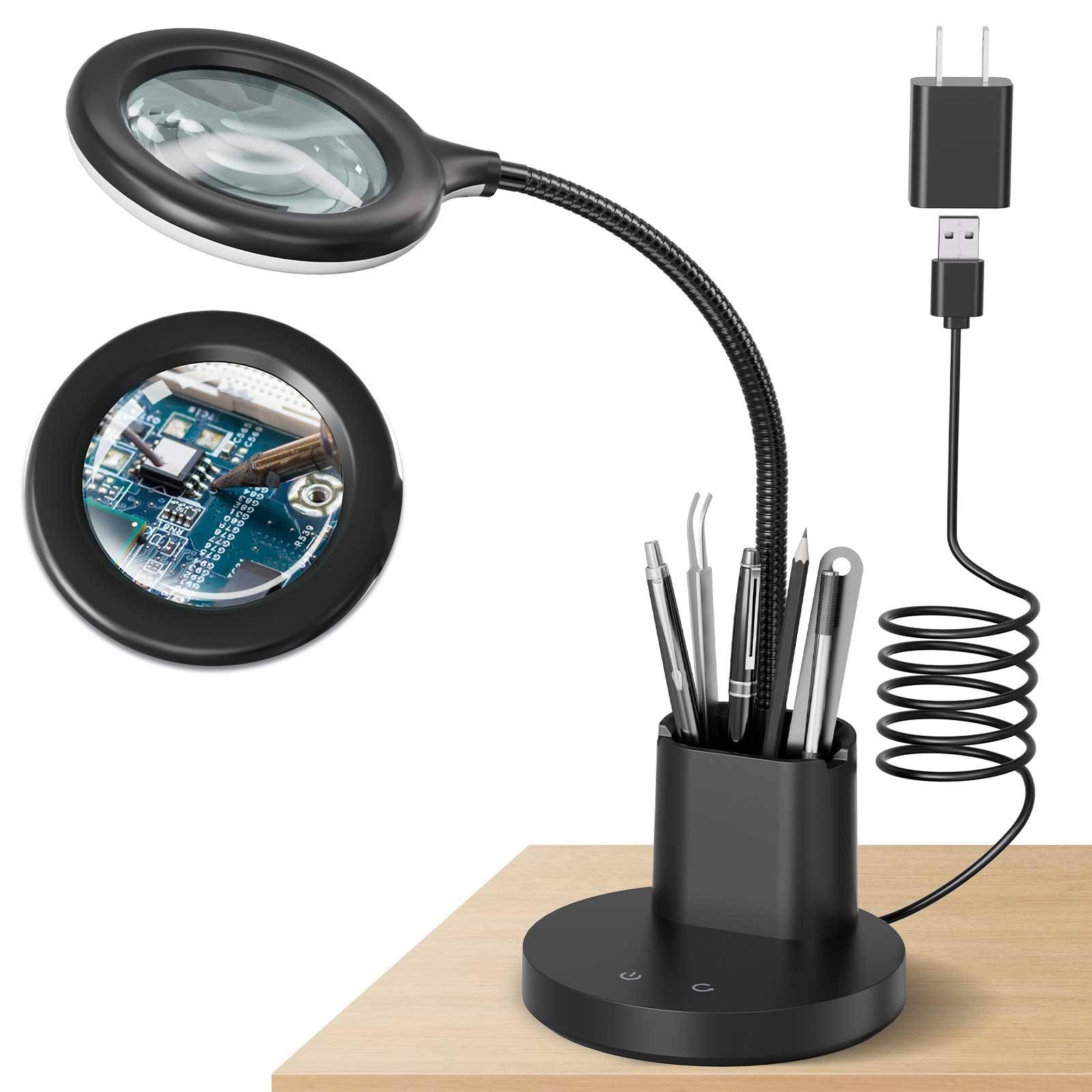 Vicsoon 5X Magnifying Glass with Light and Stand, 3 Color Modes ...