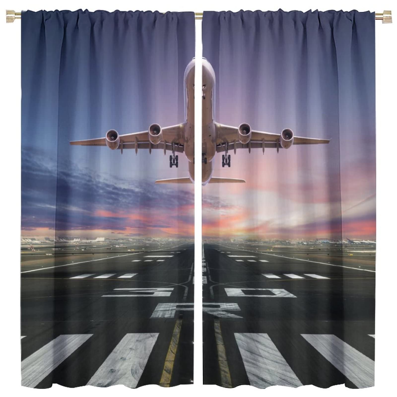 Amazon.com: Aircraft Window Curtains for Bedroom Living Room 3D ...