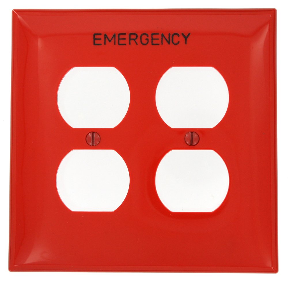 Leviton PJ82-RE 1-Gang Duplex Receptacle Wallplate, Midway Size, Hot ...