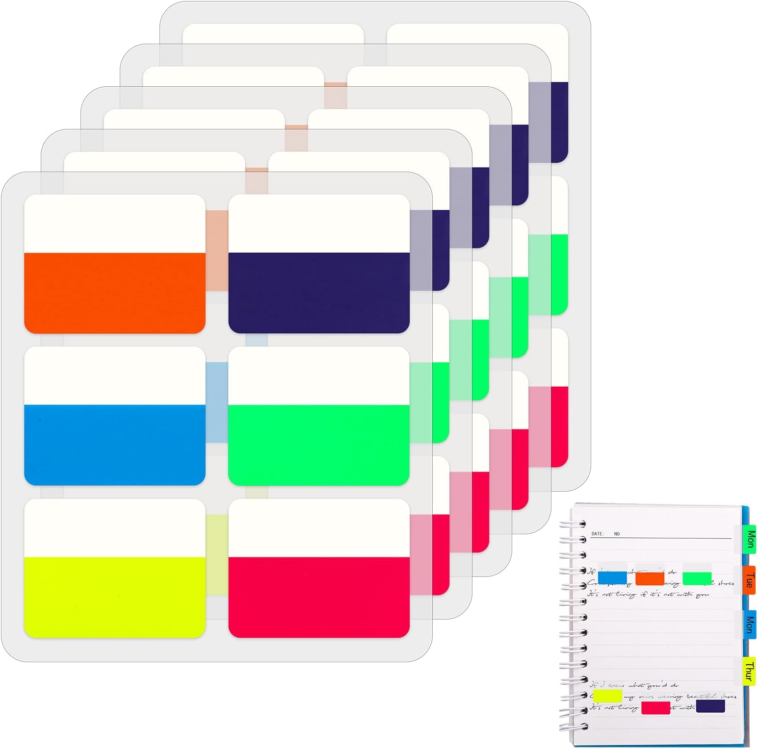 600pcs Sticky Index Tabs Flags Set Colored Page Markers Labels Self ...