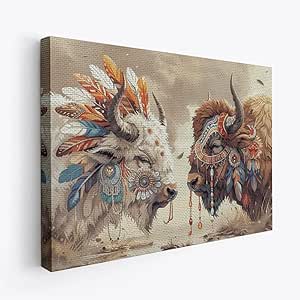 Amazon.com: GiftedHandsCo Native American Bison Design 2 Horizontal ...