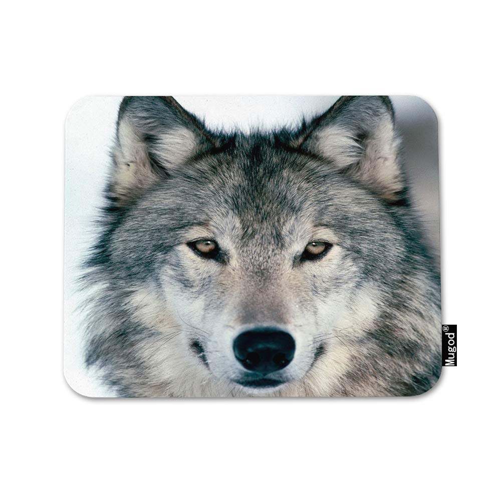 Amazon.com: Mugod Grey Wolf Mouse Pad Winter Alpha Male Timber Wolf ...