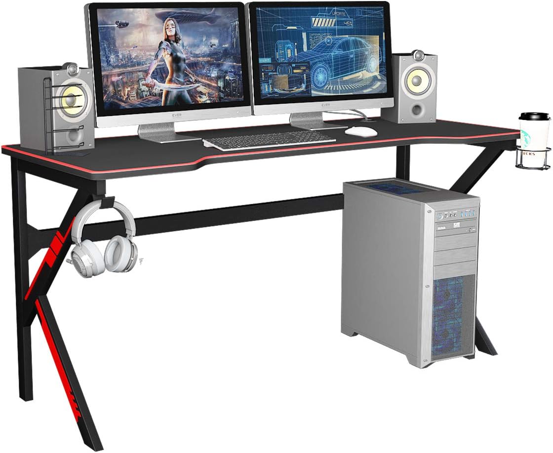 Amazon.com: soges 63 inches Gaming Desk Computer Gamer Desk Large ...