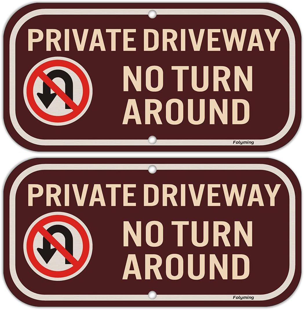 Amazon.com : 2 Pack Private Driveway No Turnaround Sign 12 x 6 Inches ...