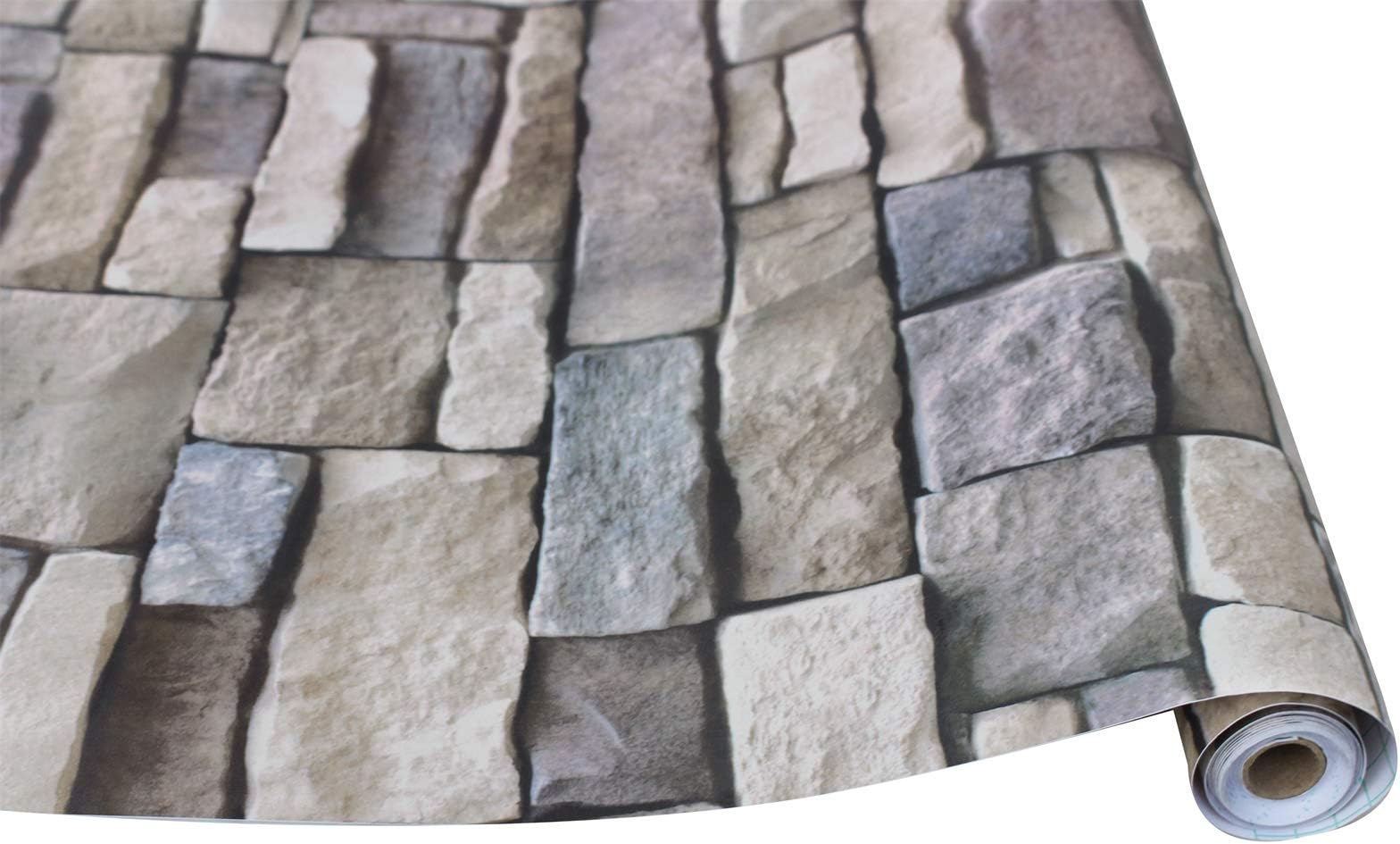 UPREDO 3D Cobblestone Adhesive Paper Vinyl Wrap Film Kitchen Countertop ...