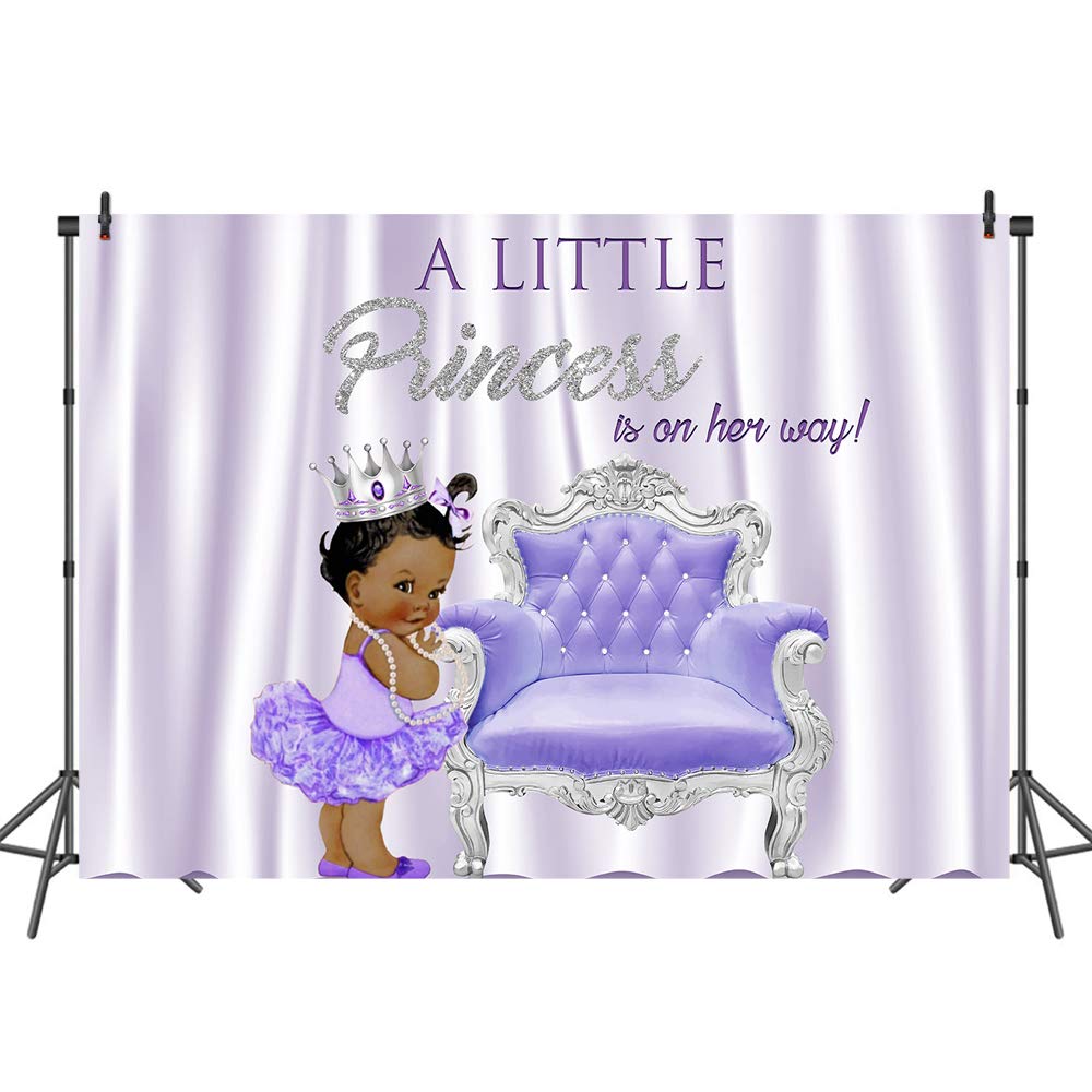 Buy Mehofoto Purple and Silver Baby Shower Backdrop Ethnic Little ...