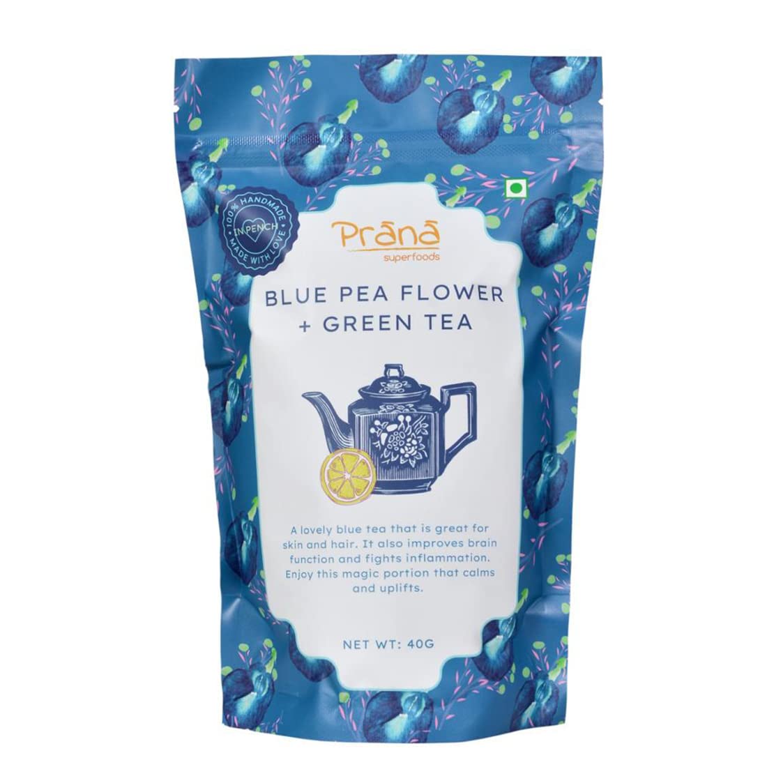 Prana Superfoods Blue Pea Tea 40 gms | High in Antioxidants | Caffeine ...