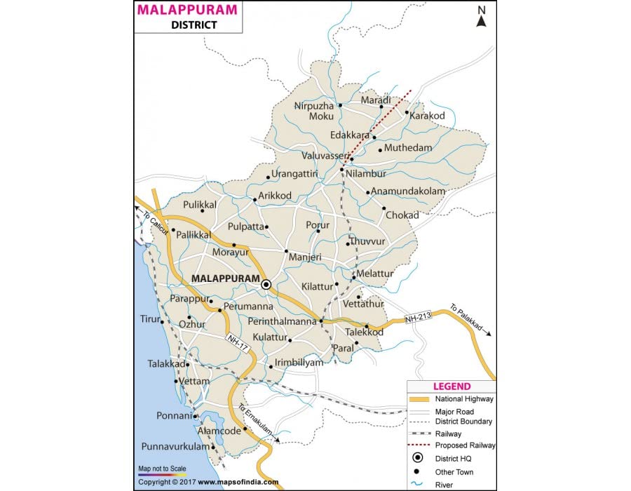 Malappuram District Map (48 Width) : Amazon.in: Office Products