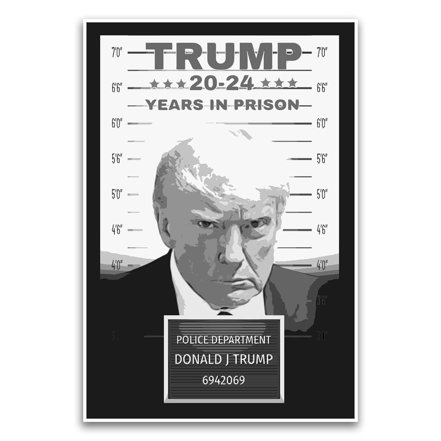 Amazon.com: Donald Trump Police Mugshot Poster - DJT Trump 2024 Funny ...