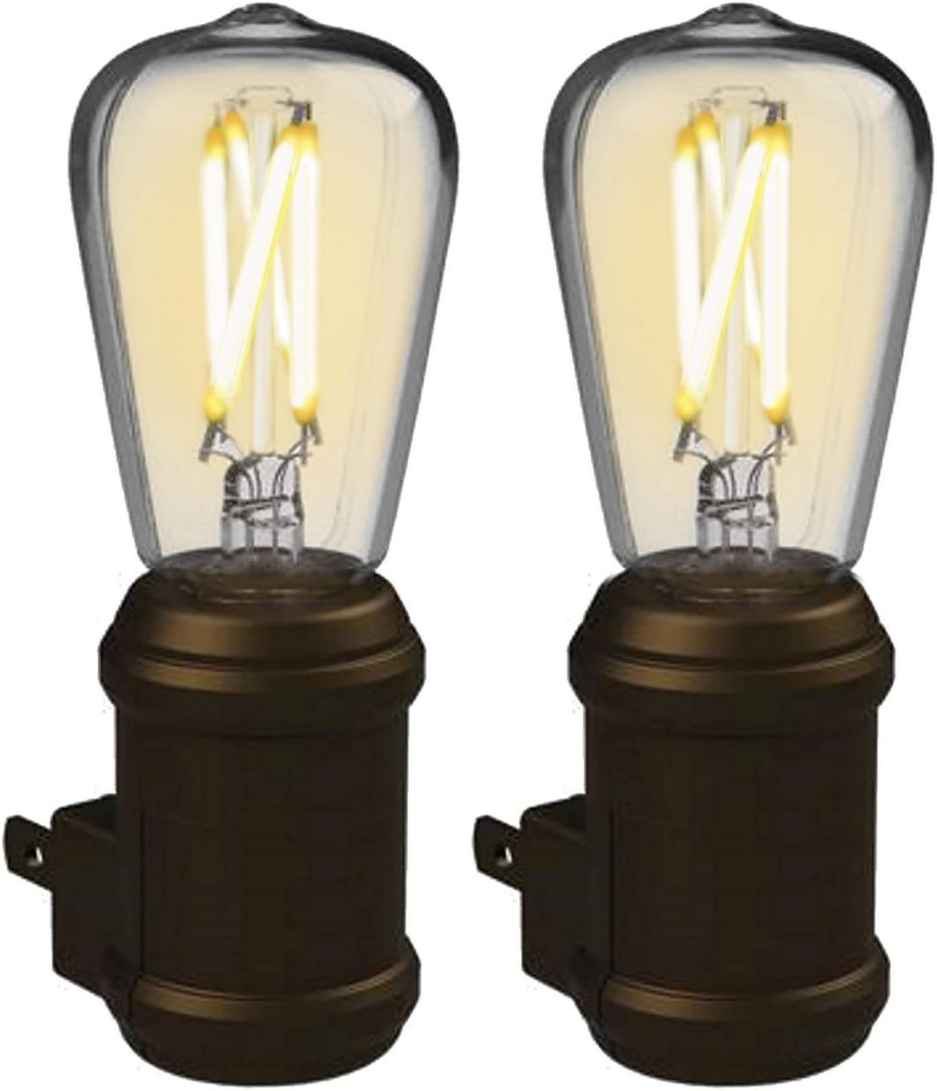 Westek LED Vintage Night Light (Bronze), 2 Pack - Edison-Style Plug in ...