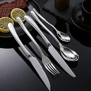 Amazon.com | 110 Pieces Silverware Set for 22 Luxury Beautifully ...