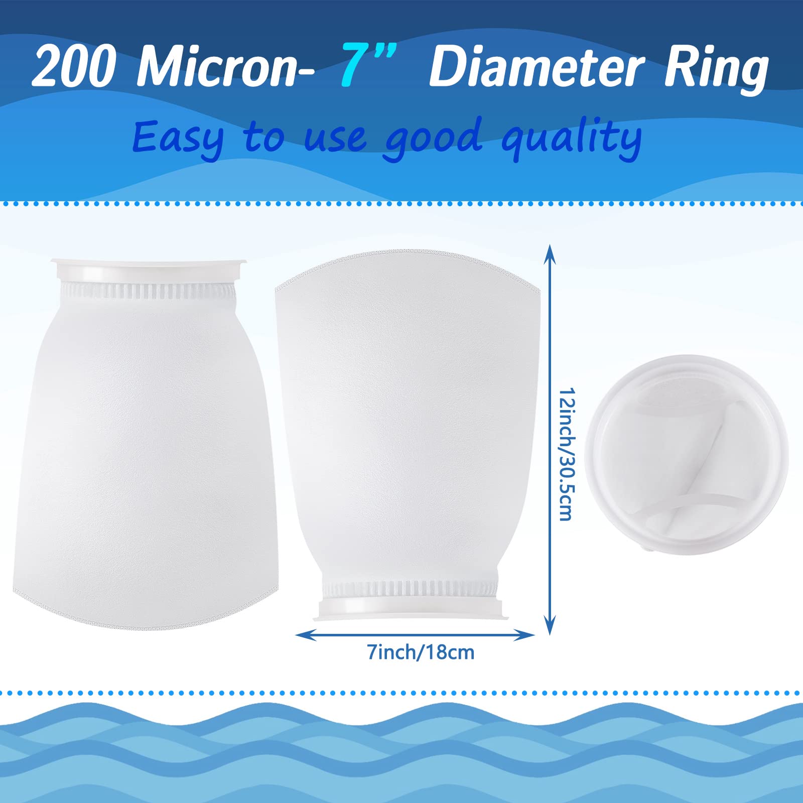 8 Pcs 7 Inch Ring Filter Socks Aquarium Filter Bags Micro Fish Tank ...
