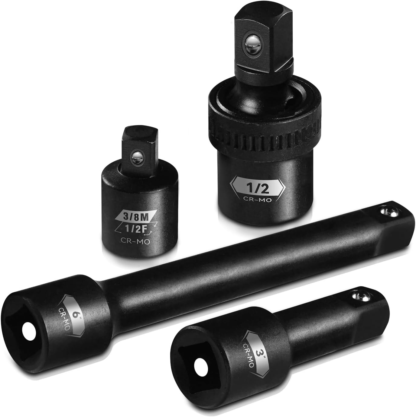 3pcs Impact Universal Joint Socket Adapter Set Ratchet Swivel Socket ...