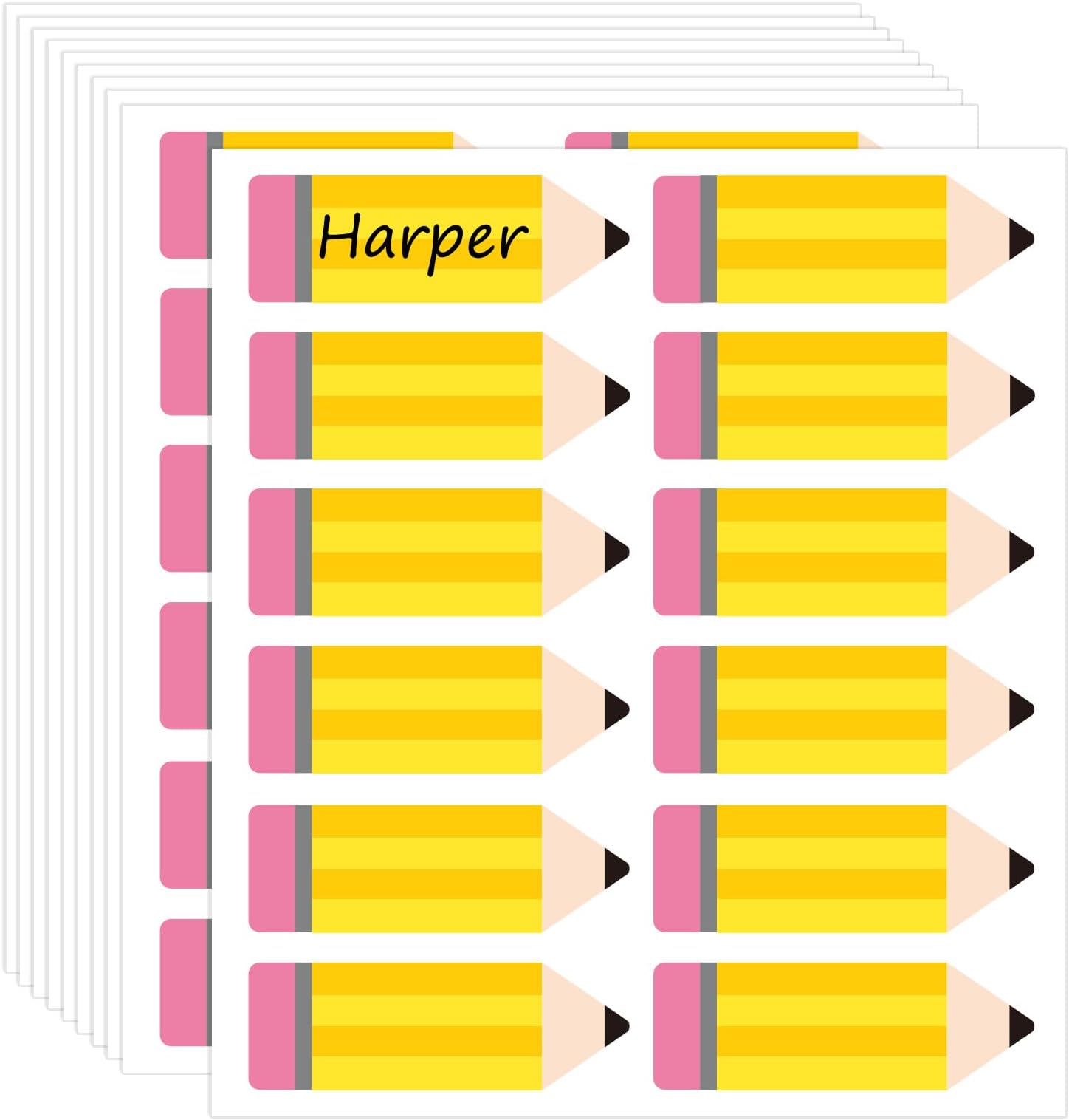 Amazon.com: Whaline 240Pcs Pencils Name Tags Yellow School Pencils ...