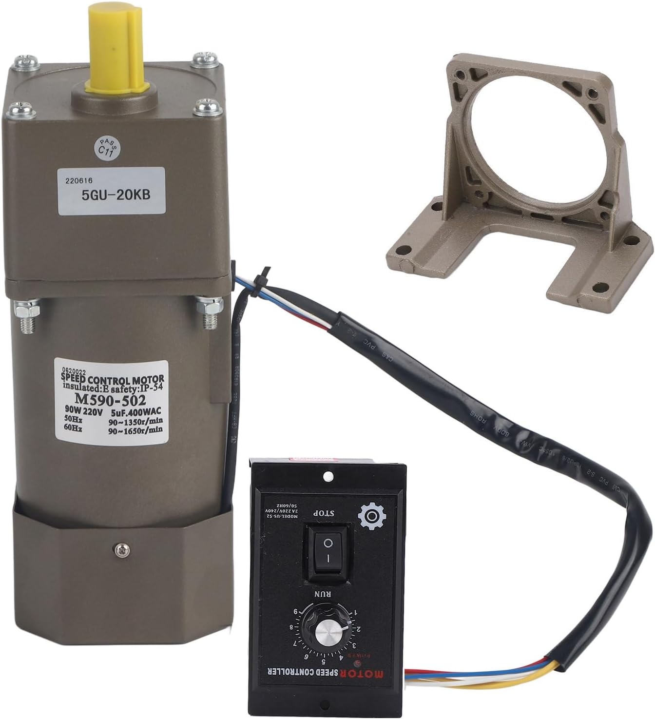 AC 220V Motor 90W Gear Motor High Torque Electric Adjustable Micro DC ...