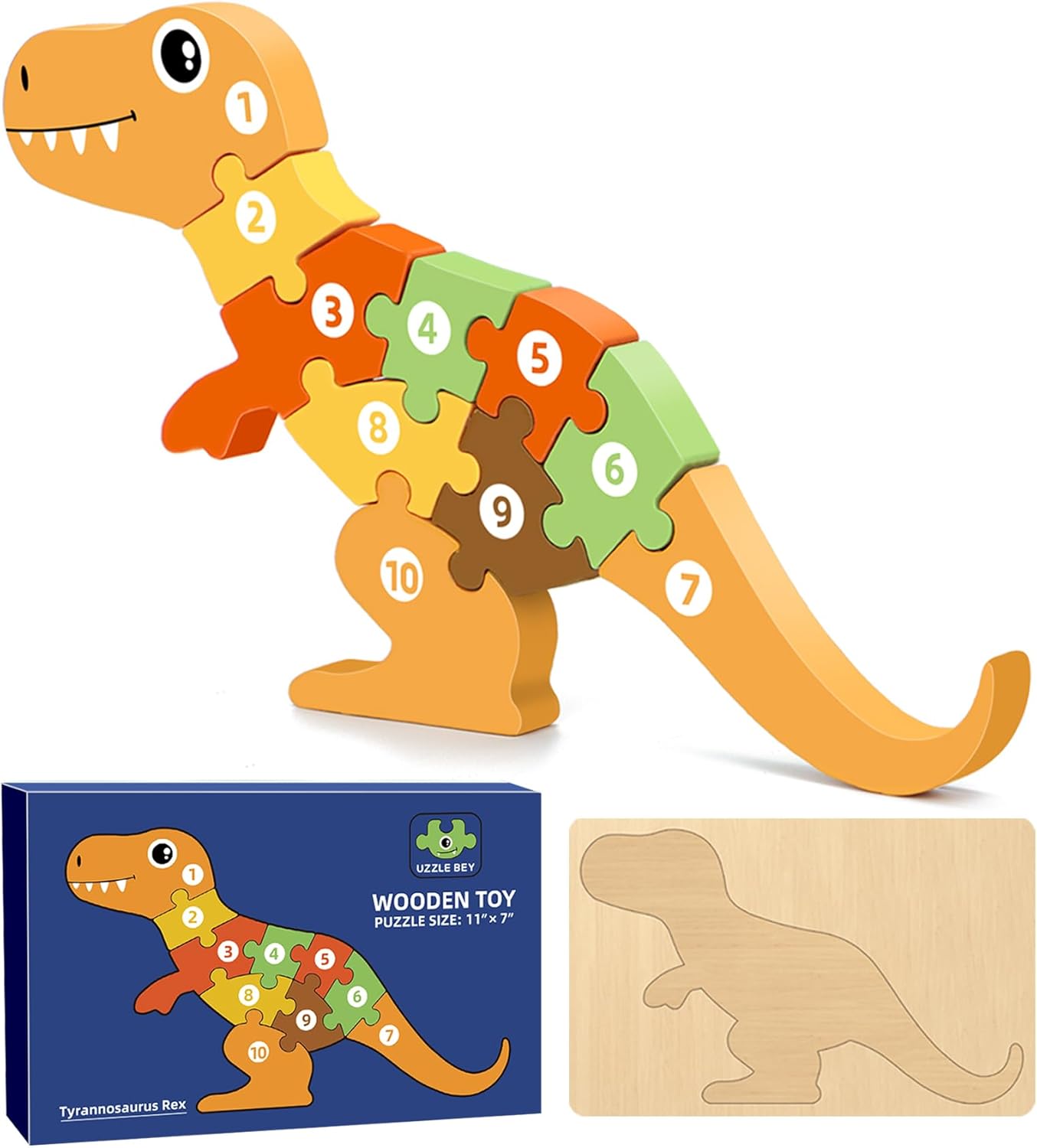 Amazon.com: UZZLE BEY 11" T-REX Large Wooden Chunky Jigsaw Puzzles ...