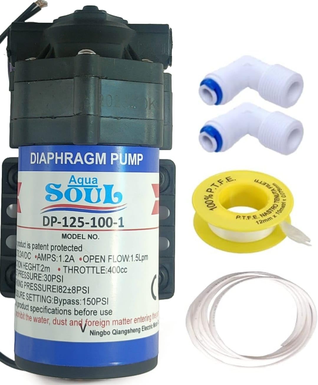 Kinsco 100 GPD RO Diaphragm Booster Pump + 2 Pieces Connector (Input 24 ...