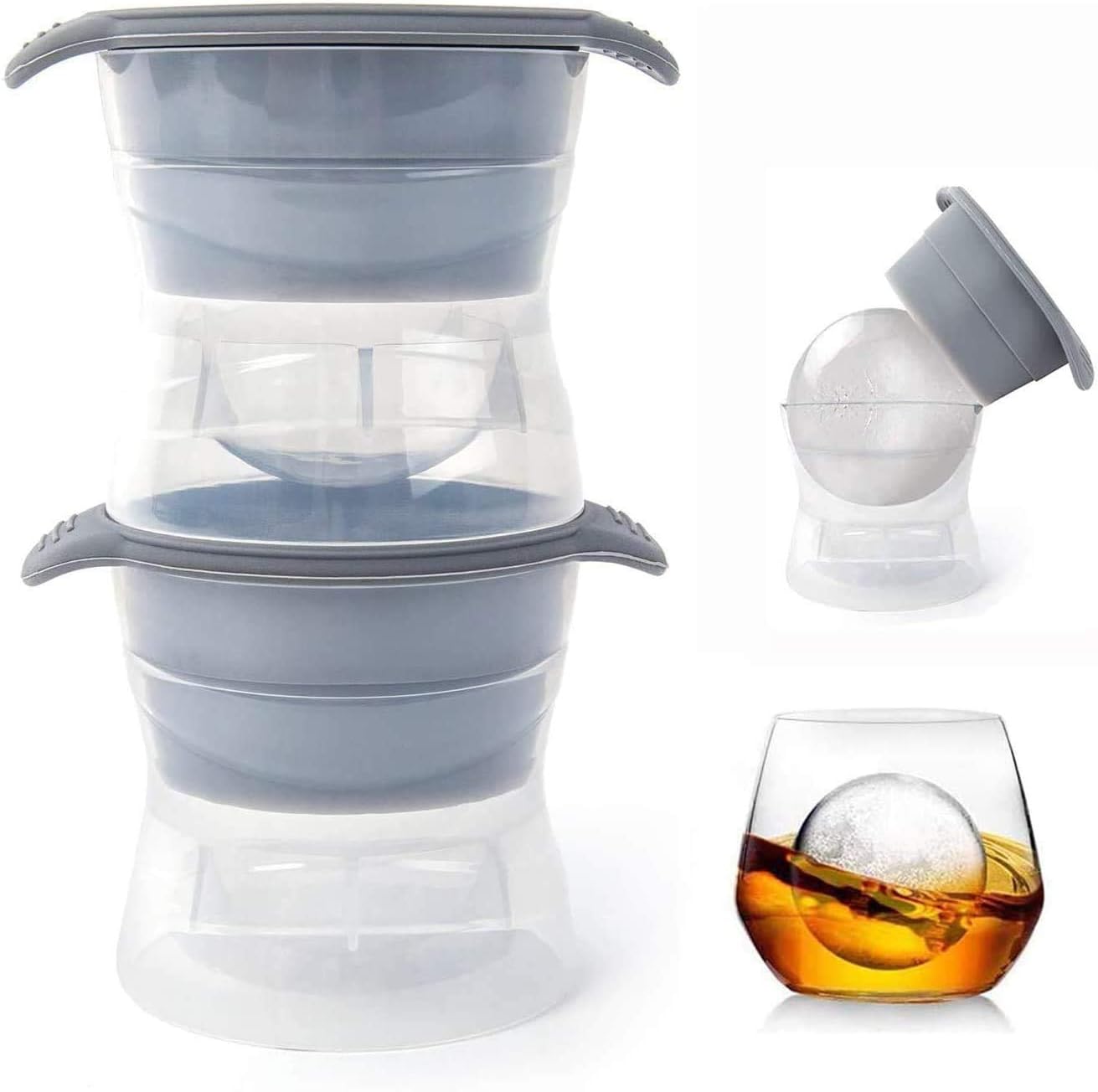 Buy KARP Large Sphere Ice Cube Trays - Leak-Free 2.5" Round Ice Ball ...