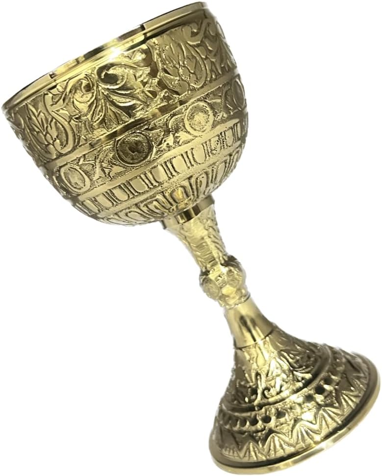 Cáliz de latón vintage para comunión, 1 copa medieval de cáliz real ...